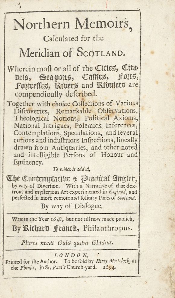 Bonhams : FRANCK (RICHARD) Northern Memoirs, Calculated for the ...