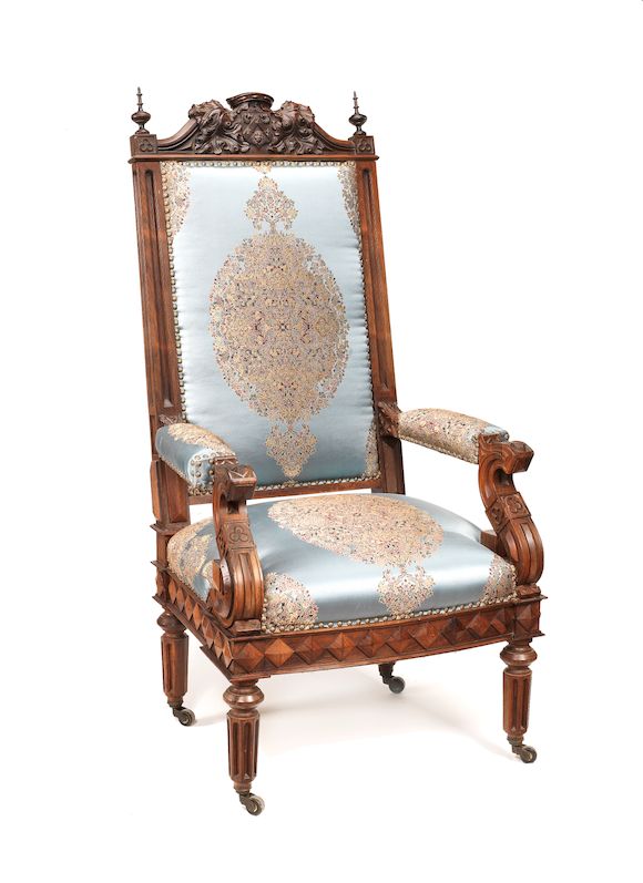 Bonhams : A French late 19th century carved rosewood throne