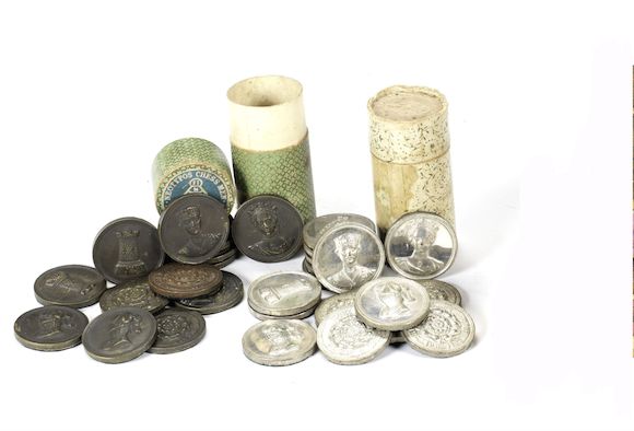 Bonhams : A Gothic "Neotypos" disc chess set, by Pinches & Billter, 1849,