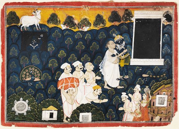 Bonhams : Vallabhacarya installs the image of Sri Nath-Ji in the temple ...