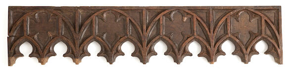 Bonhams : A late 15th/early 16th century Gothic oak blind tracery rail or frieze Possibly once ...