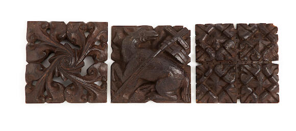 Bonhams : Three late 15th/early 16th century carved oak bosses, English, circa 1480 - 1520
