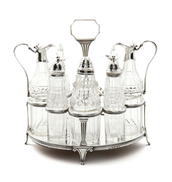 Bonhams : A George III silver eight-bottle cruet frame by Robert ...
