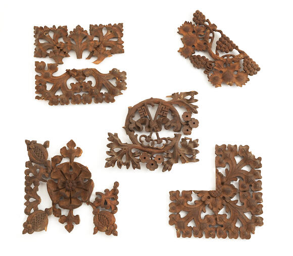 Bonhams : A group of carved oak ceiling boss fragments In the late 15th/early 16th century style