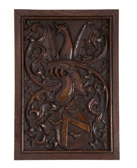 Bonhams : A set of four late 16th century carved oak armorial panels ...