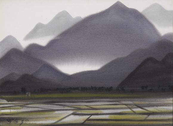 Bonhams : Xi Dejin (Shiy De-jinn, 1923-1981) Rice Field under the Mountain