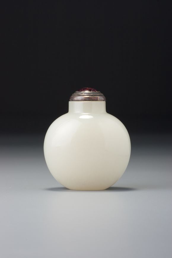 Bonhams : A nephrite pebble-material snuff bottle with inscriptions ...