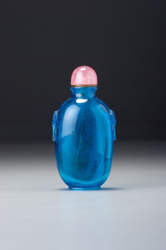 Bonhams : A blue glass snuff bottle 1740-1820