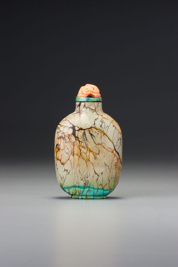Bonhams : A turquoise-matrix snuff bottle 1760–1880
