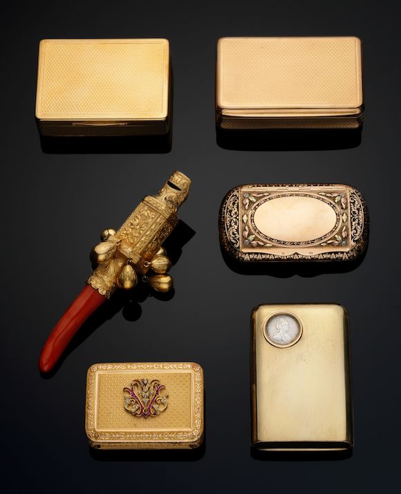 Bonhams : A George III eighteen carat gold and coral mounted child's ...