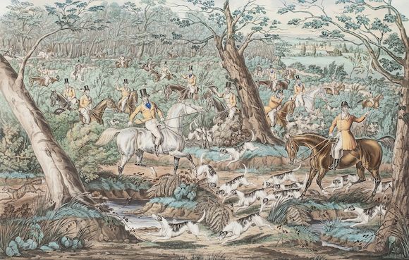 Bonhams : After Charles Hunt A Group of Four Hunting Scenes: The Meet ...