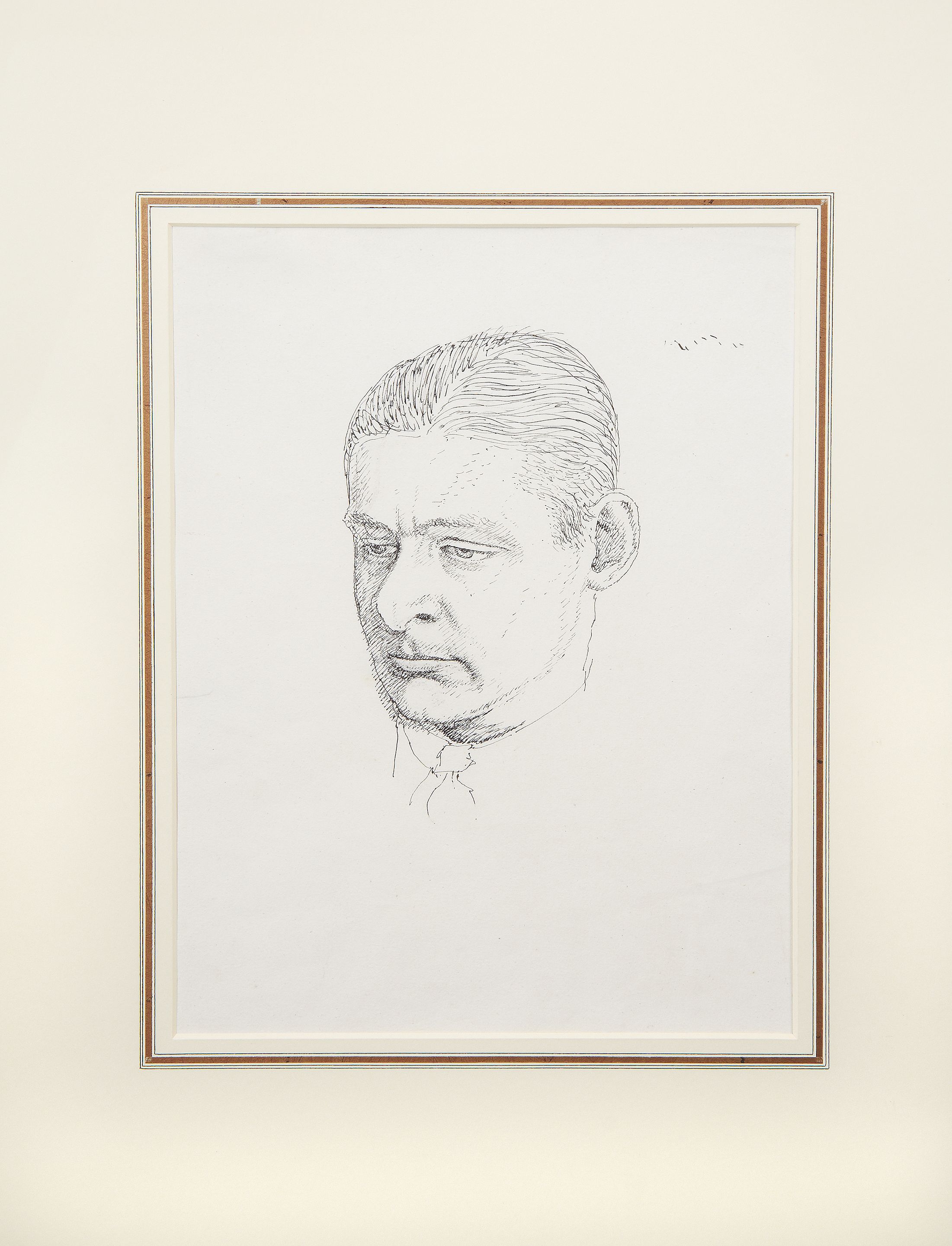 Bonhams : ELIOT (T.S.) Portrait of Eliot by Pwys Evans, pen and ink ...