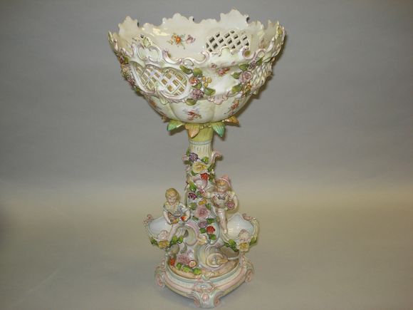 Bonhams : A late 19th century Dresden table centre piece,
