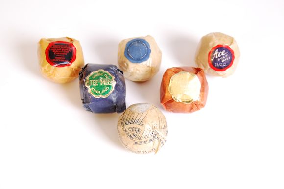 Bonhams : A grouping of 6 wrapped mesh golf balls