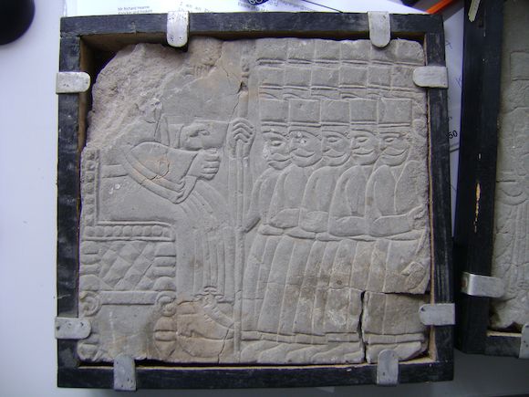 Bonhams : Four Qajar carved stone relief panels