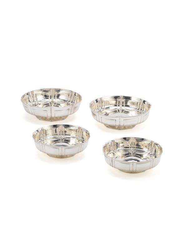 Bonhams : A suite of four Arts & Crafts style silver bowls By Crichton ...