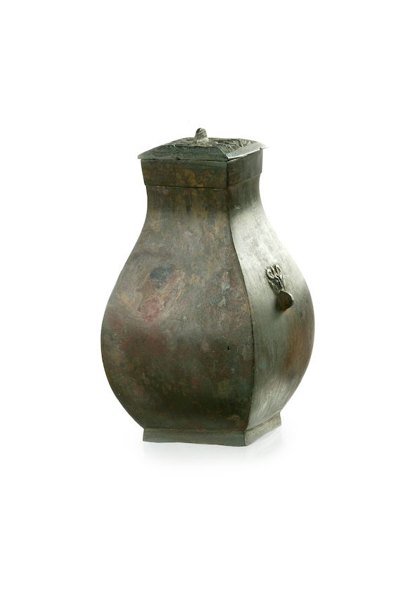 Bonhams : A Chinese bronze jar and cover, fang hu
