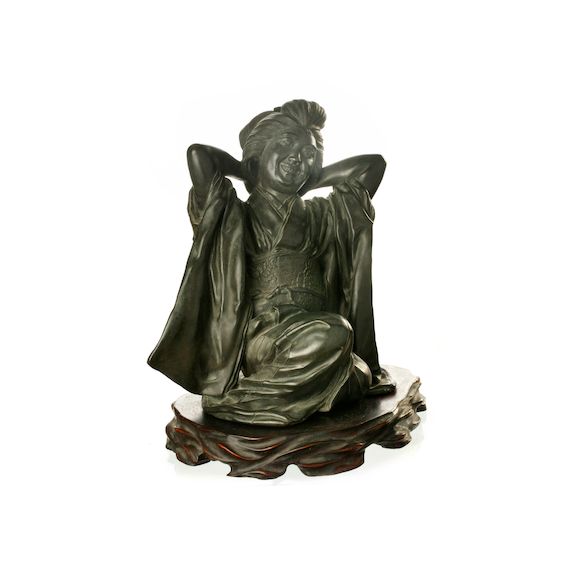 Bonhams : A Japanese patinated bronze figure of a young girl Miya ...