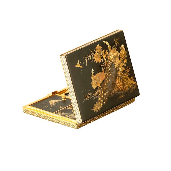 Bonhams : A Japanese lacquer and gilt decorated ladies card case signed ...