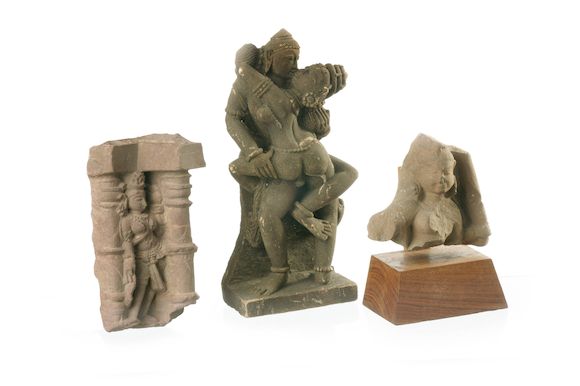 Bonhams : Two Indian carved sandstone fragments