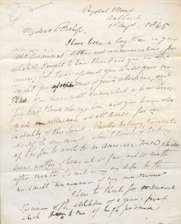 Bonhams : WORDSWORTH (WILLIAM) Autograph letter signed ("Wm Wordsworth ...