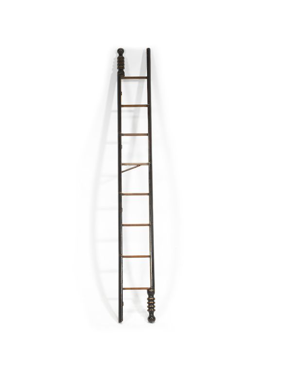 Bonhams : A Regency simulated rosewood and parcel gilt pole library ladder