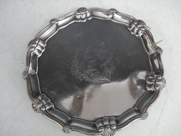 Bonhams : A George II silver circular waiter, by Isaac Cookson ...