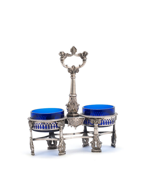 Bonhams : An early 19th century French silver cruet frame Makers mark ...