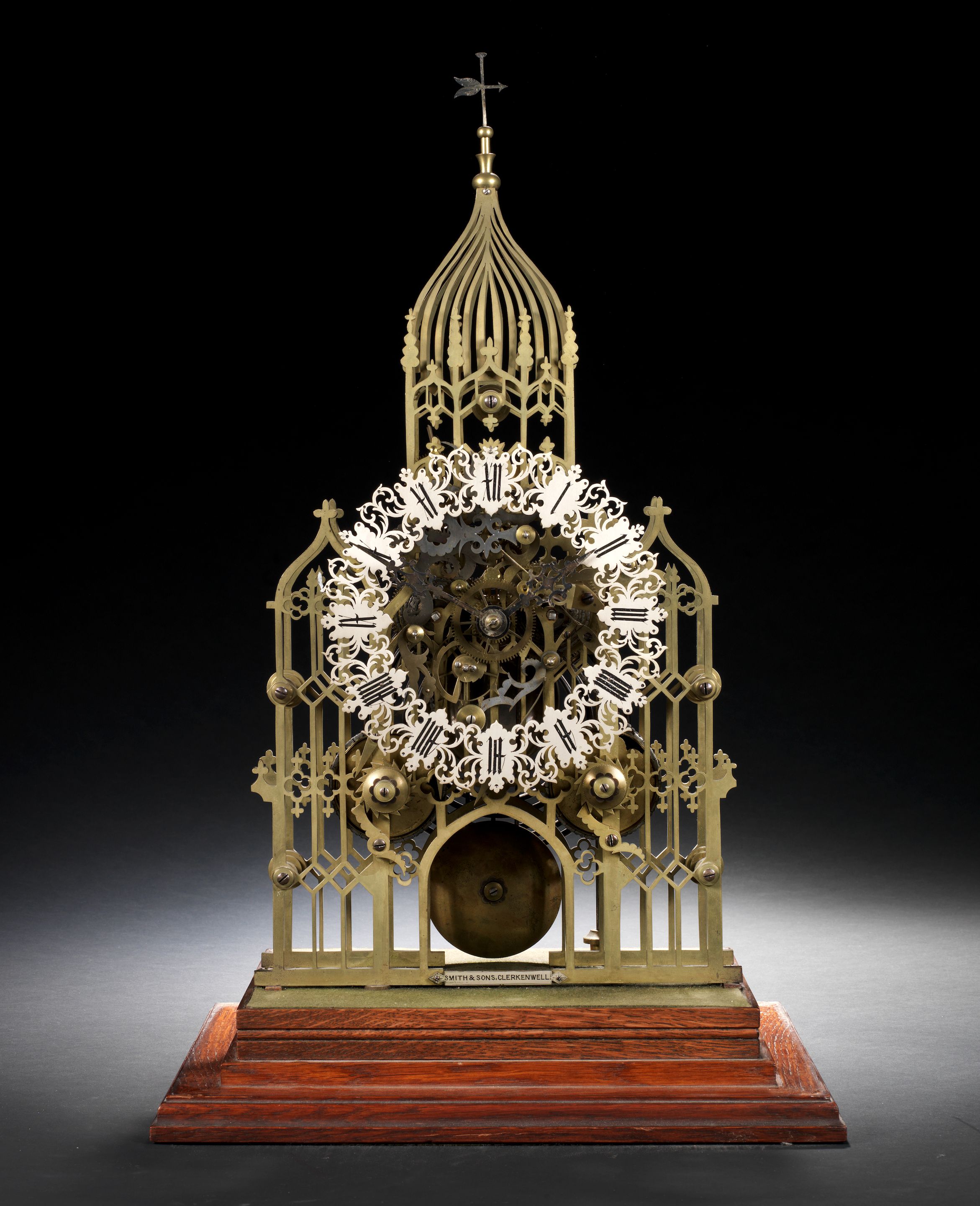 Bonhams : A rare 19th century English brass striking skeleton clock ...