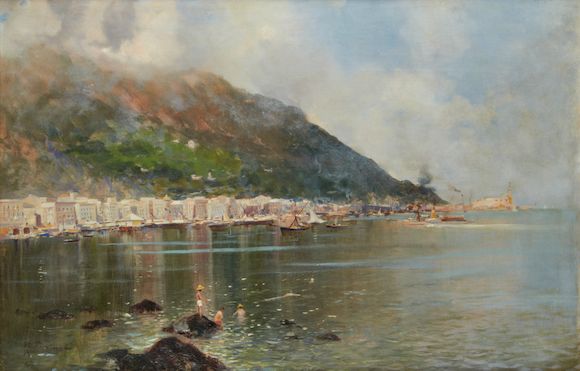 Bonhams : Oscar Ricciardi (Italian, 1864-1935) Castellammare Harbour ...