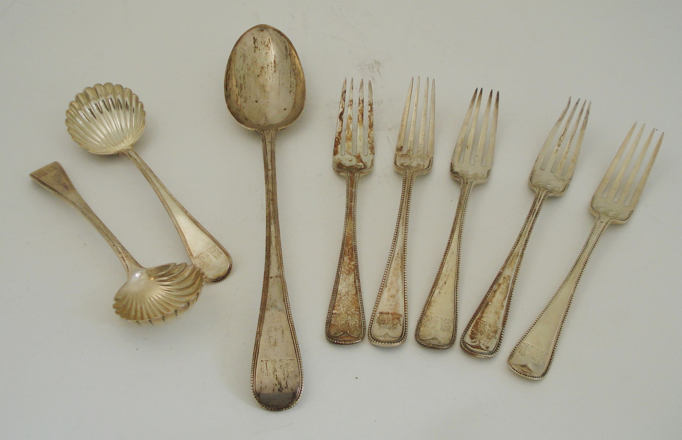 Bonhams : A small collection of Victorian silver flatware By Chawner ...