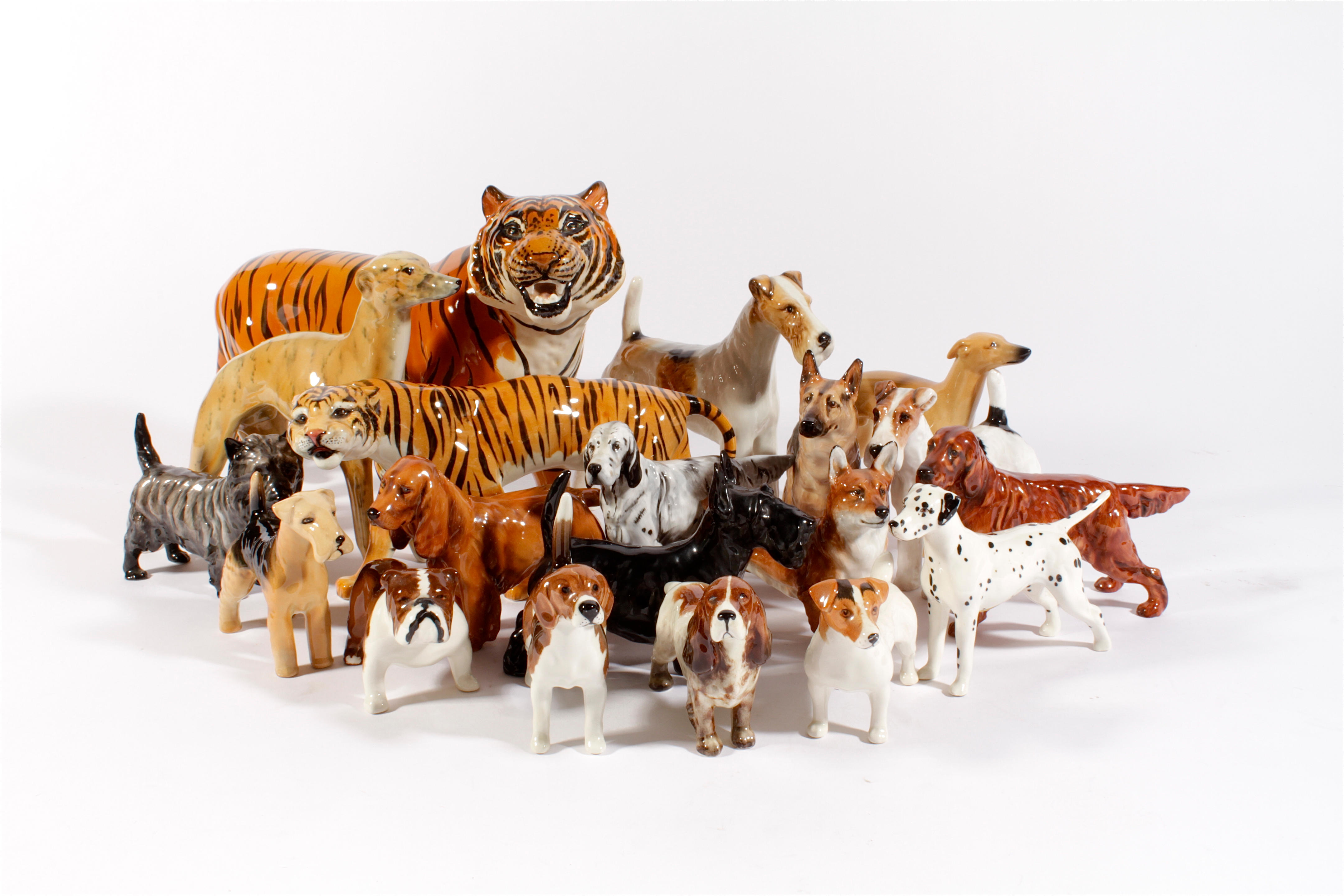 Bonhams : A group of eight Royal Doulton models of dogs, two Beswick ...