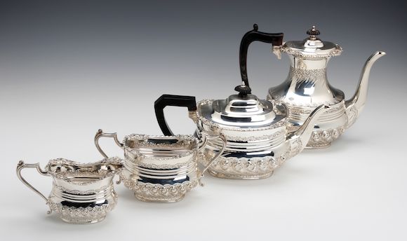 Bonhams : A Victorian silver four piece tea and coffee service, by ...