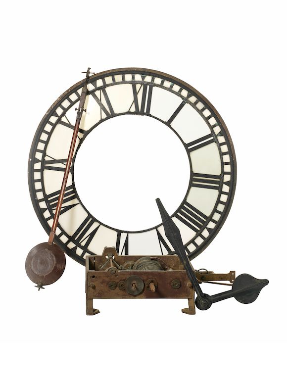 Bonhams : A 19th century turret clock movement with 4 foot 3 inch Roman ...