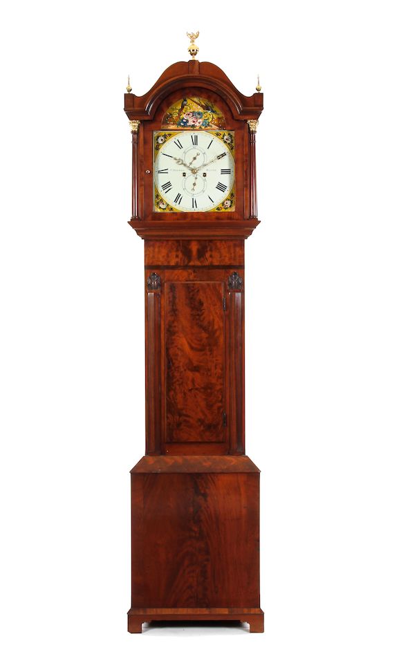 Bonhams : A mid 19th century mahogany-cased 8-day painted dial longcase ...