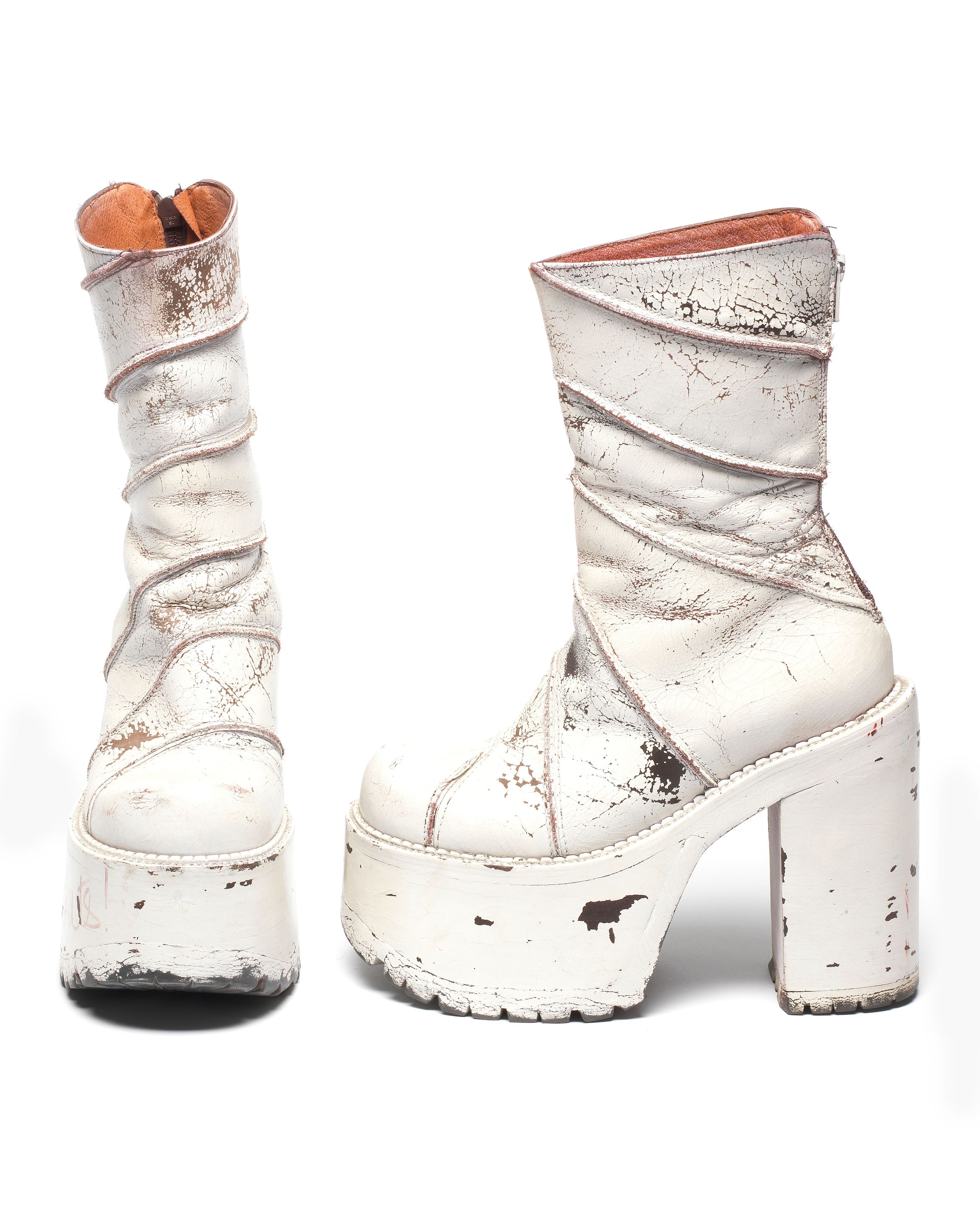 Bonhams : Geri Halliwell A pair of white platform boots labelled ...