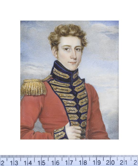 Bonhams : English School, circa 1820 An Officer, wearing red coatee ...