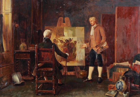 Bonhams : Edwin Hughes (British, active 1872-1892) The Artist's Studio,
