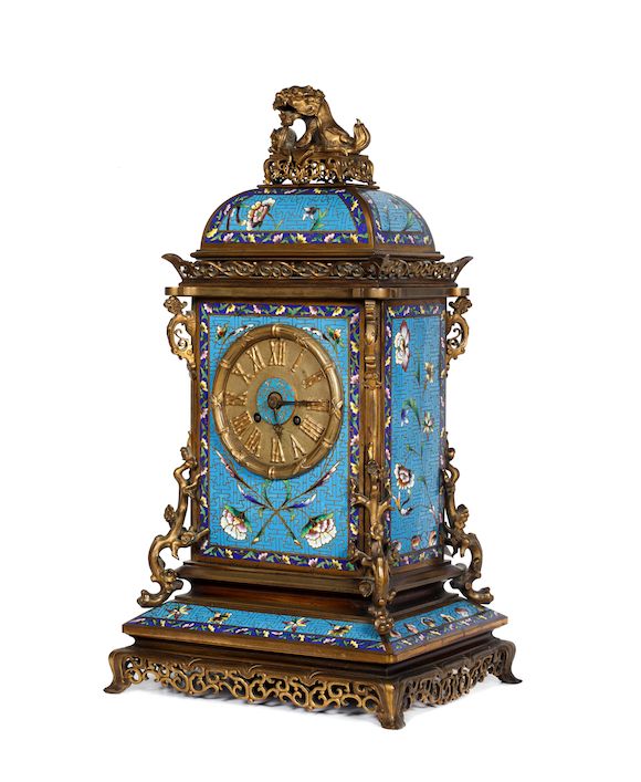 Bonhams : A French ormolu and champleve enamel mantel clock, 2nd half ...