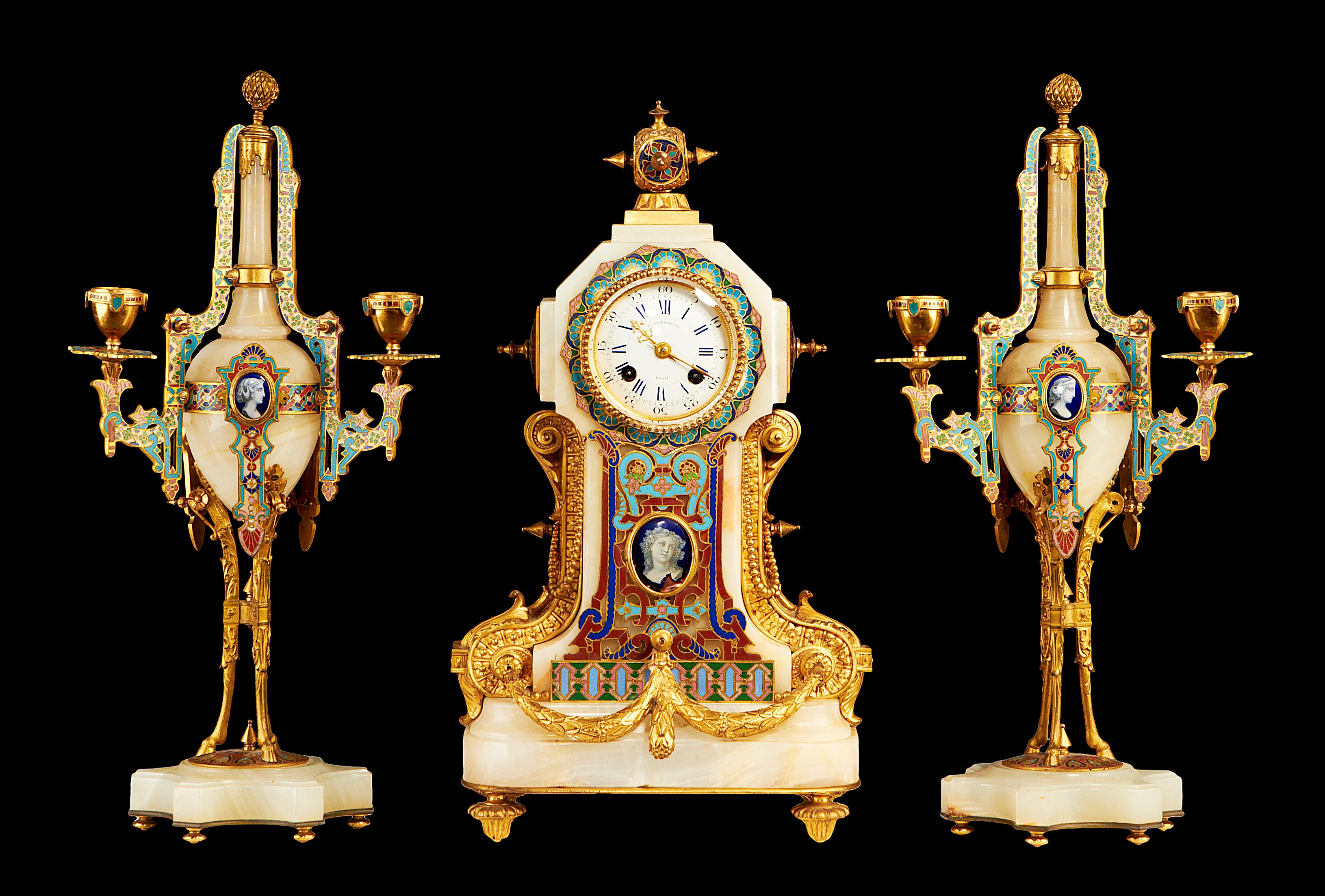 Bonhams : A third quarter 19th century onyx, gilt bronze and champlevé ...