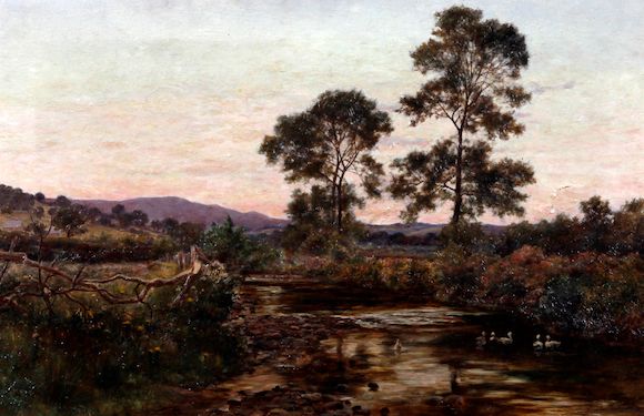 Bonhams : Josiah Clinton Jones (British, 1848-1936) River landscape at ...