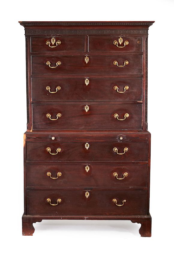 Bonhams : A late George II/early George III mahogany chest-on-chest