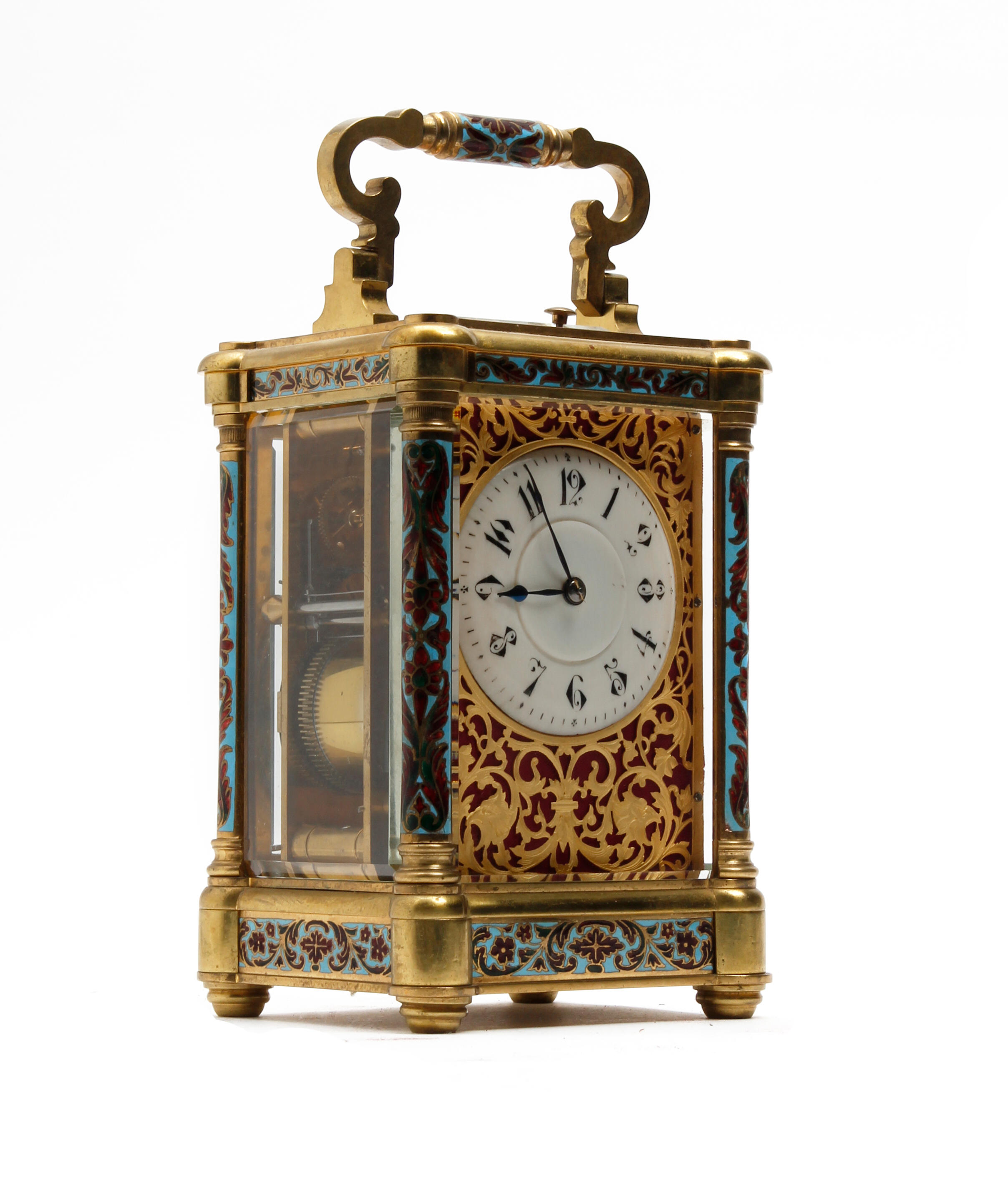 Bonhams : 19th century French Gothic gilt brass push button repeater carriage clock with ...