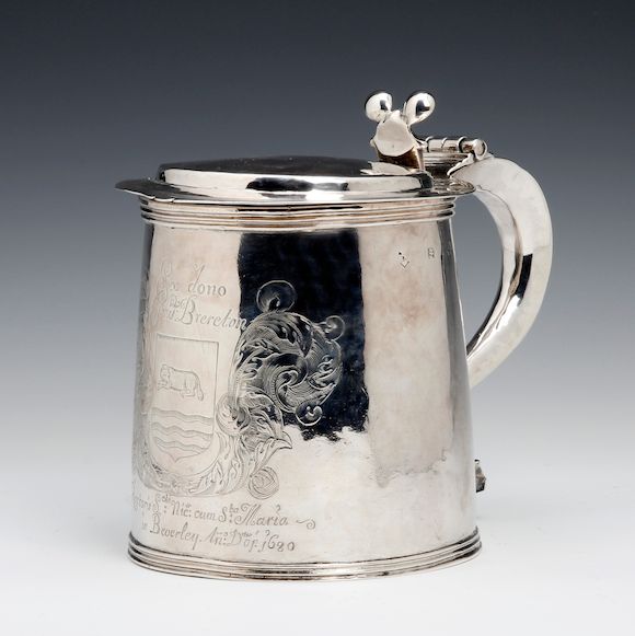 Bonhams : A Charles II silver tankard by Edward Mangie, Hull, circa ...