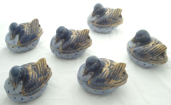 Bonhams : A collection of six New Chelsea china boxes in the form of ...