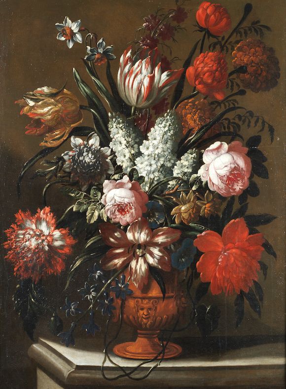 Bonhams : Gaspar Pieter Verbruggen I (Antwerp 1635-1687) Roses, tulips ...