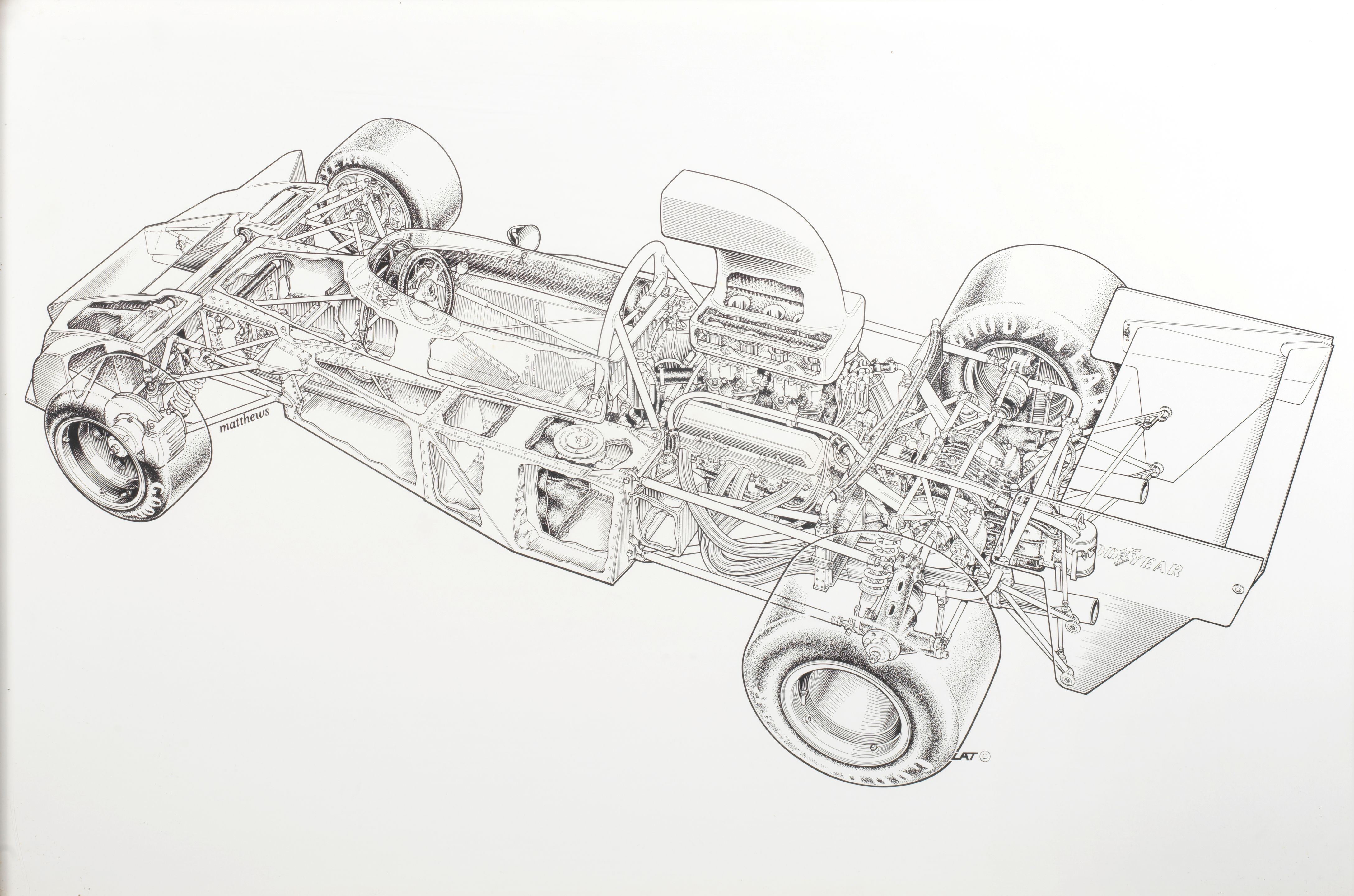 Bonhams Cars : Tony Matthews: F5000 Trojan 102 cut-away illustration,