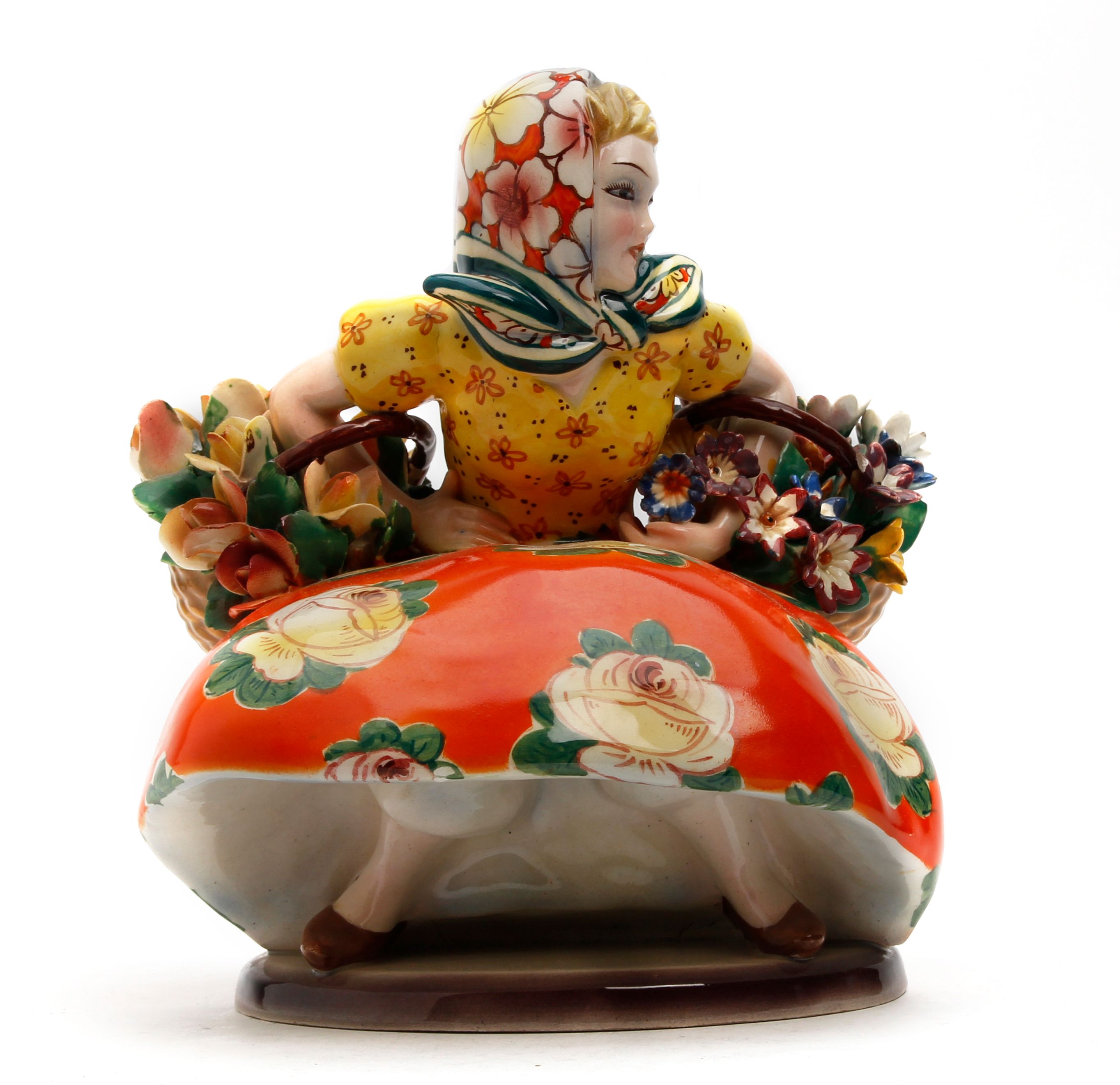 Bonhams : A Teodoro Sebelin Italian pottery figure of a flower seller ...