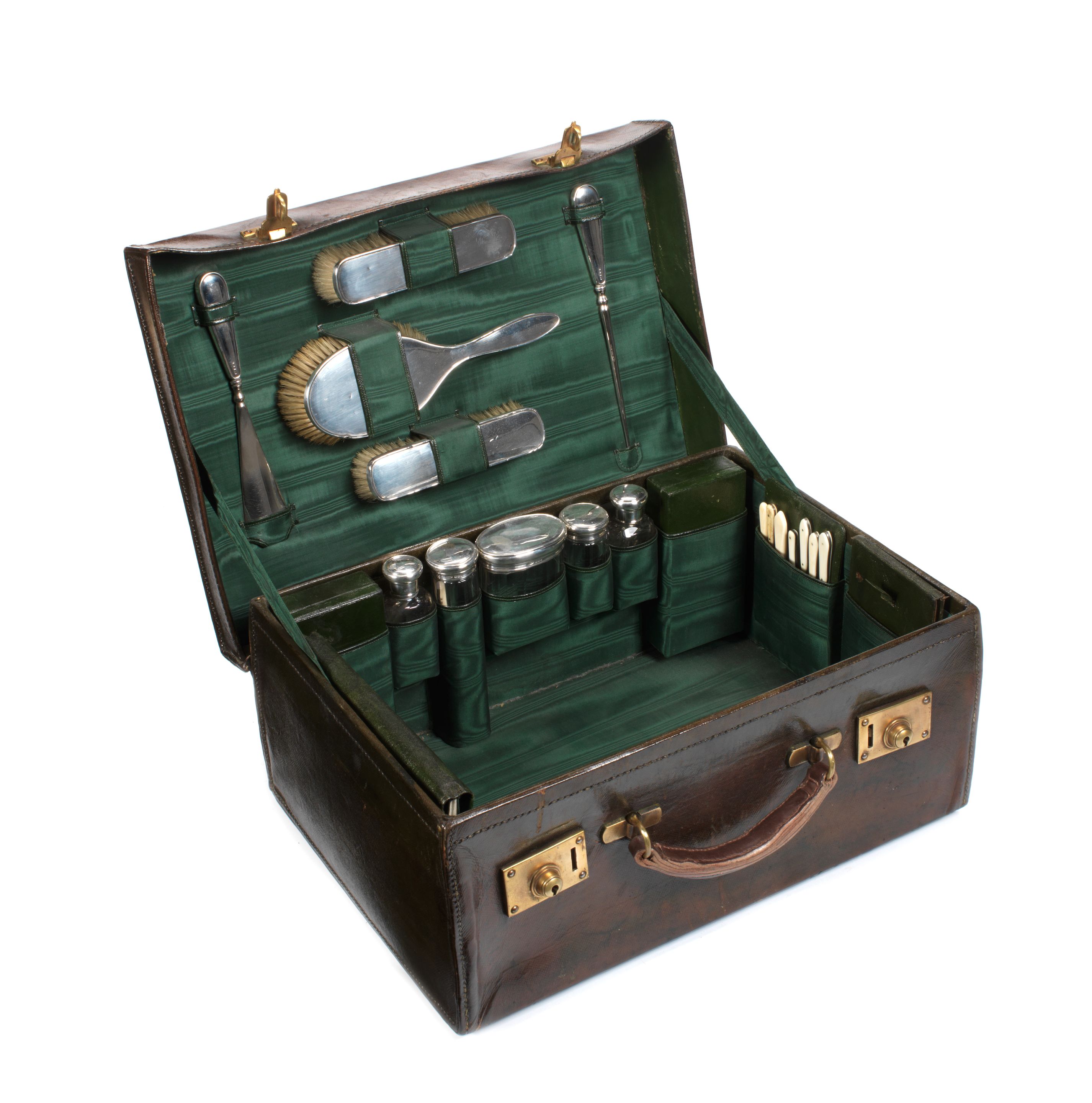 Bonhams Cars : A fine early gentleman's vanity case with sterling ...