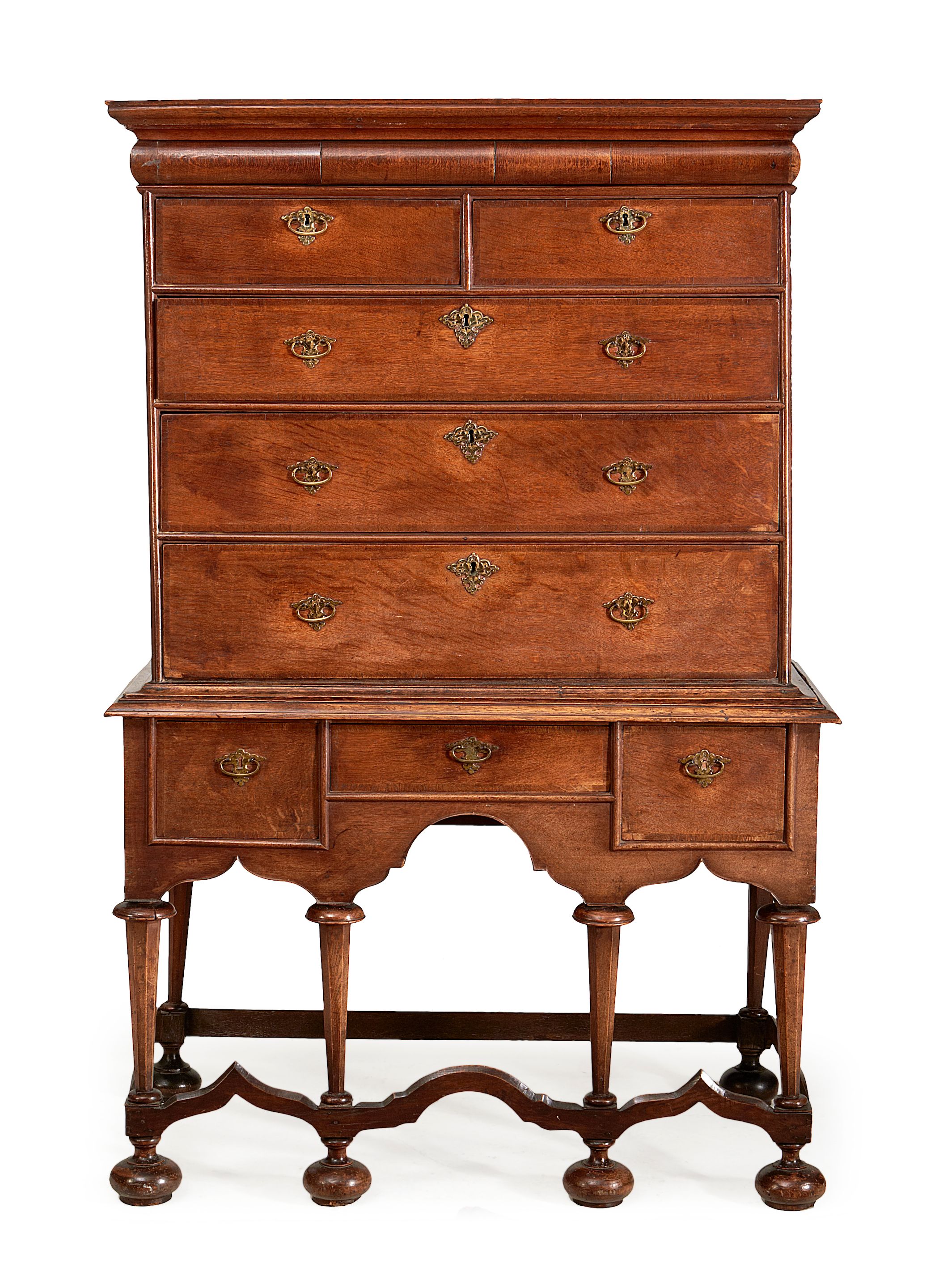 Bonhams : An early 18th century oak and banded chest-on-stand